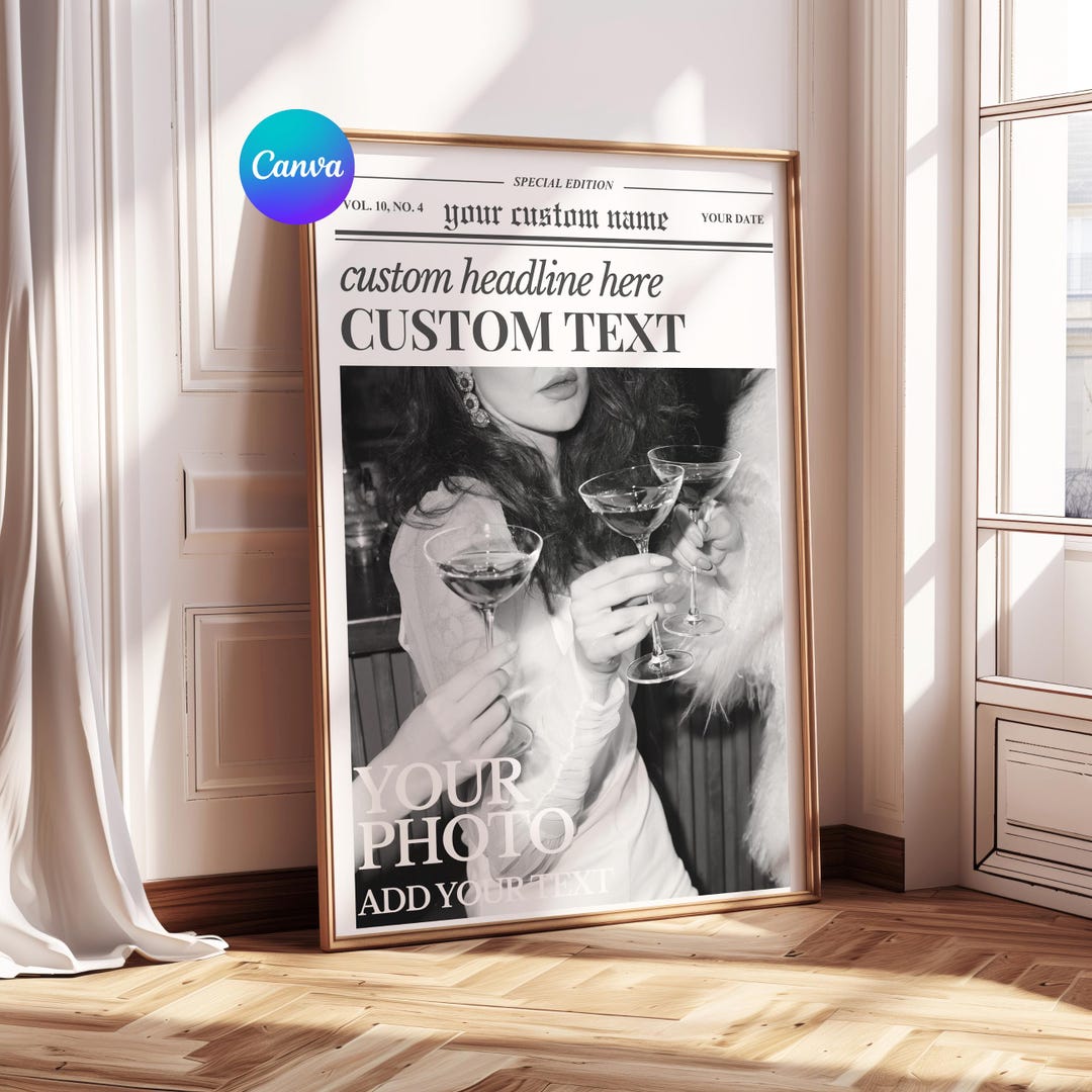Customizable Newspaper Poster Template: Friendship Wall Art (digital ...