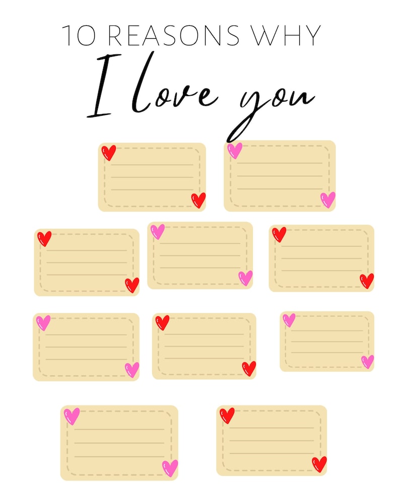 Top 10 Reasons Why I LOVE YOU Valentine's Day Gift. Printable ...