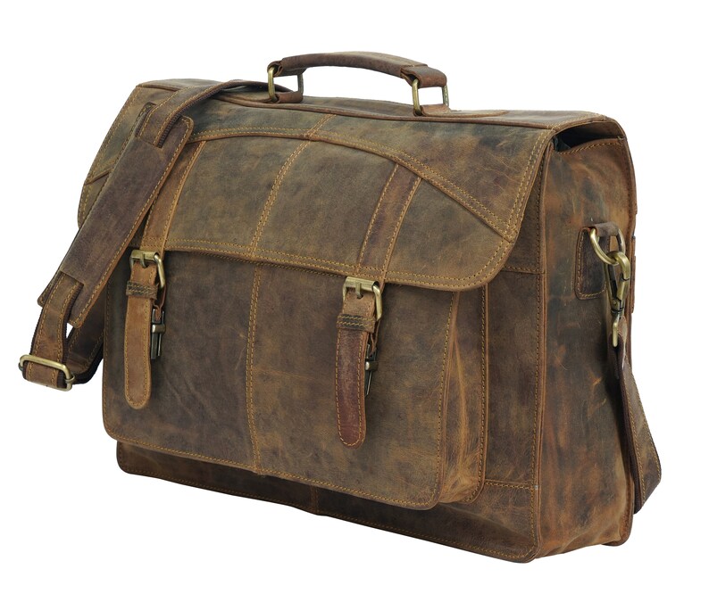 Personalized Leather Messenger Bag – Full Grain Laptop Briefcase ...