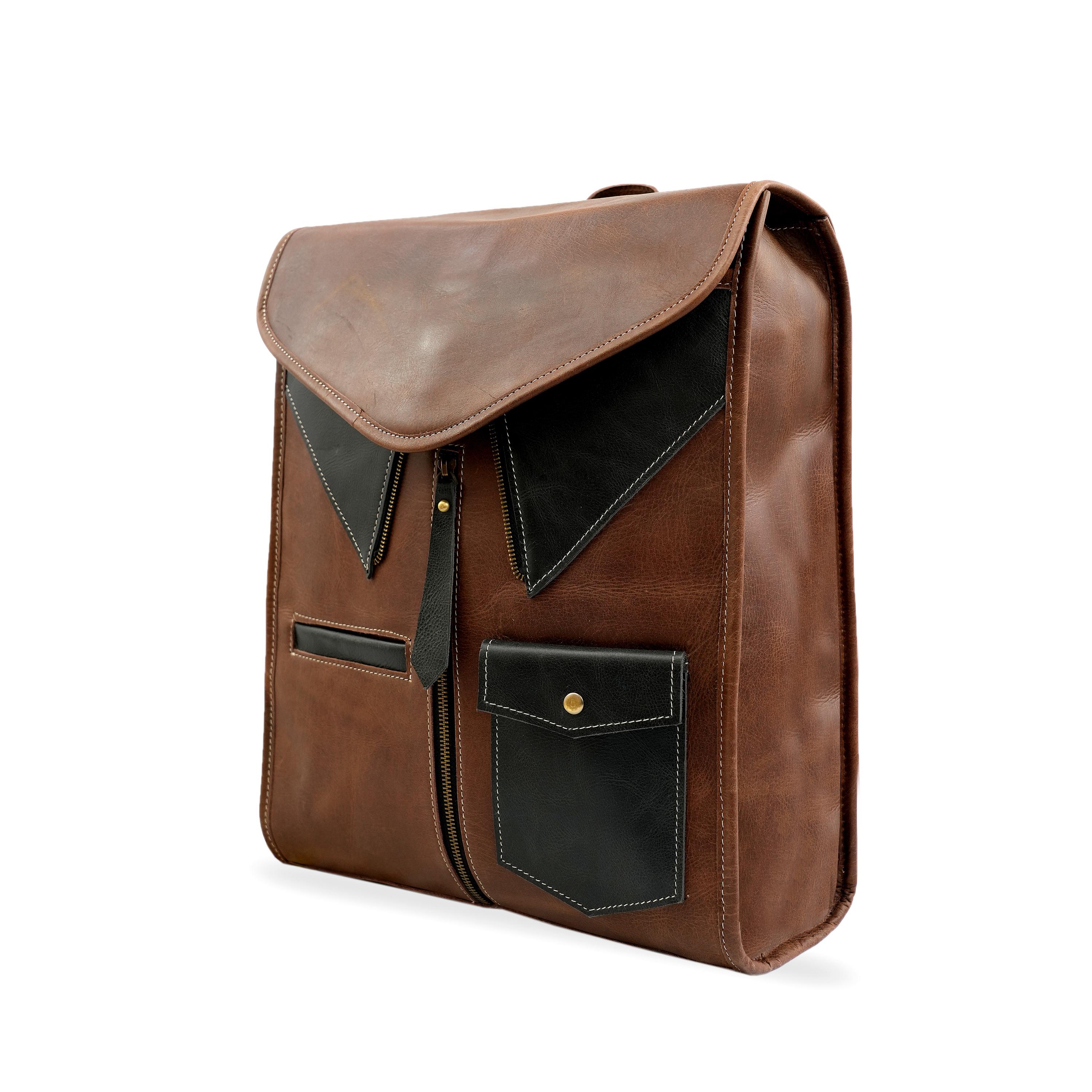 Full Grain Leather Backpack Multipurpose Travel School Office Shoulder ...