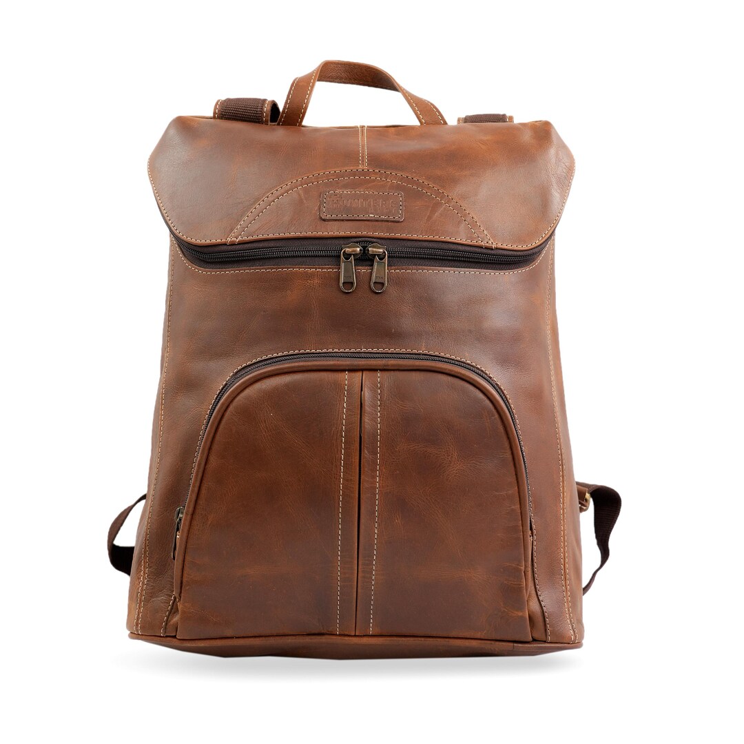Full Grain Buffalo Leather Backpack – Brown Laptop Rucksack ...