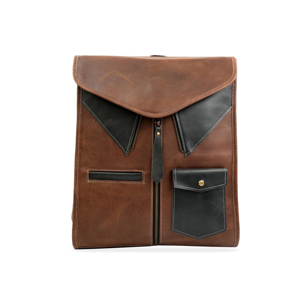 Full Grain Leather Backpack Multipurpose Travel School Office Shoulder ...