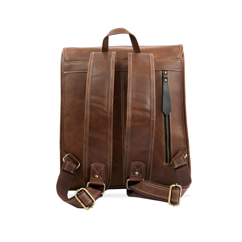 Full Grain Leather Backpack Multipurpose Travel School Office Shoulder ...