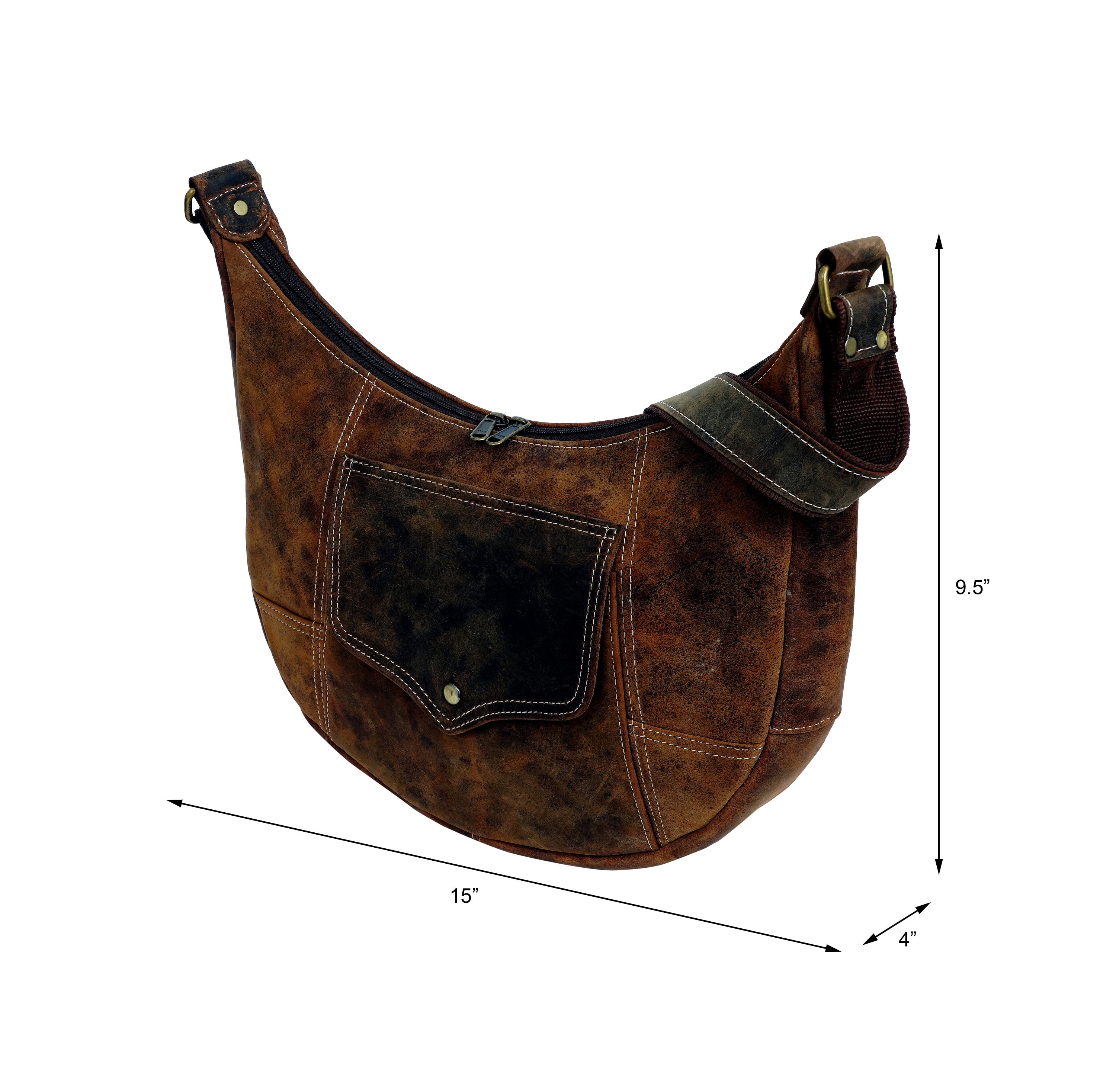 Handmade Full-grain Leather Crossbody Bag – Crescent Shoulder Purse for ...