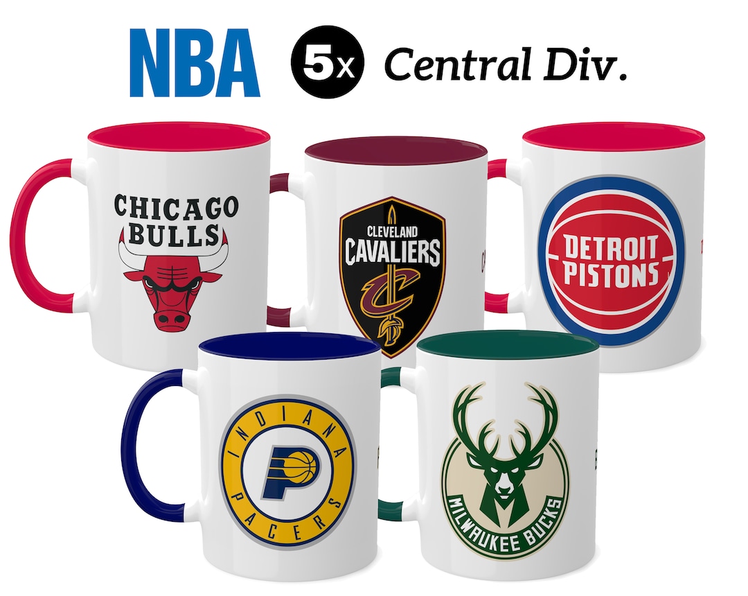 5 NBA Central Div. Team Mugs, 11oz Basketball Gift, NBA Merch ...