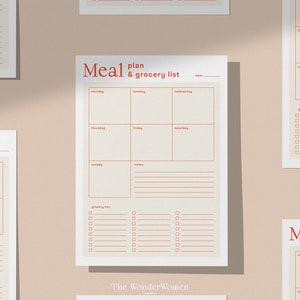 Printable or Digitally Fillable Meal Plan and Grocery List - Etsy