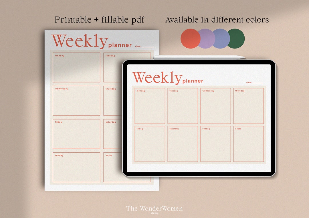 Printable or Digitally Fillable Weekly Planner the Effortless - Etsy