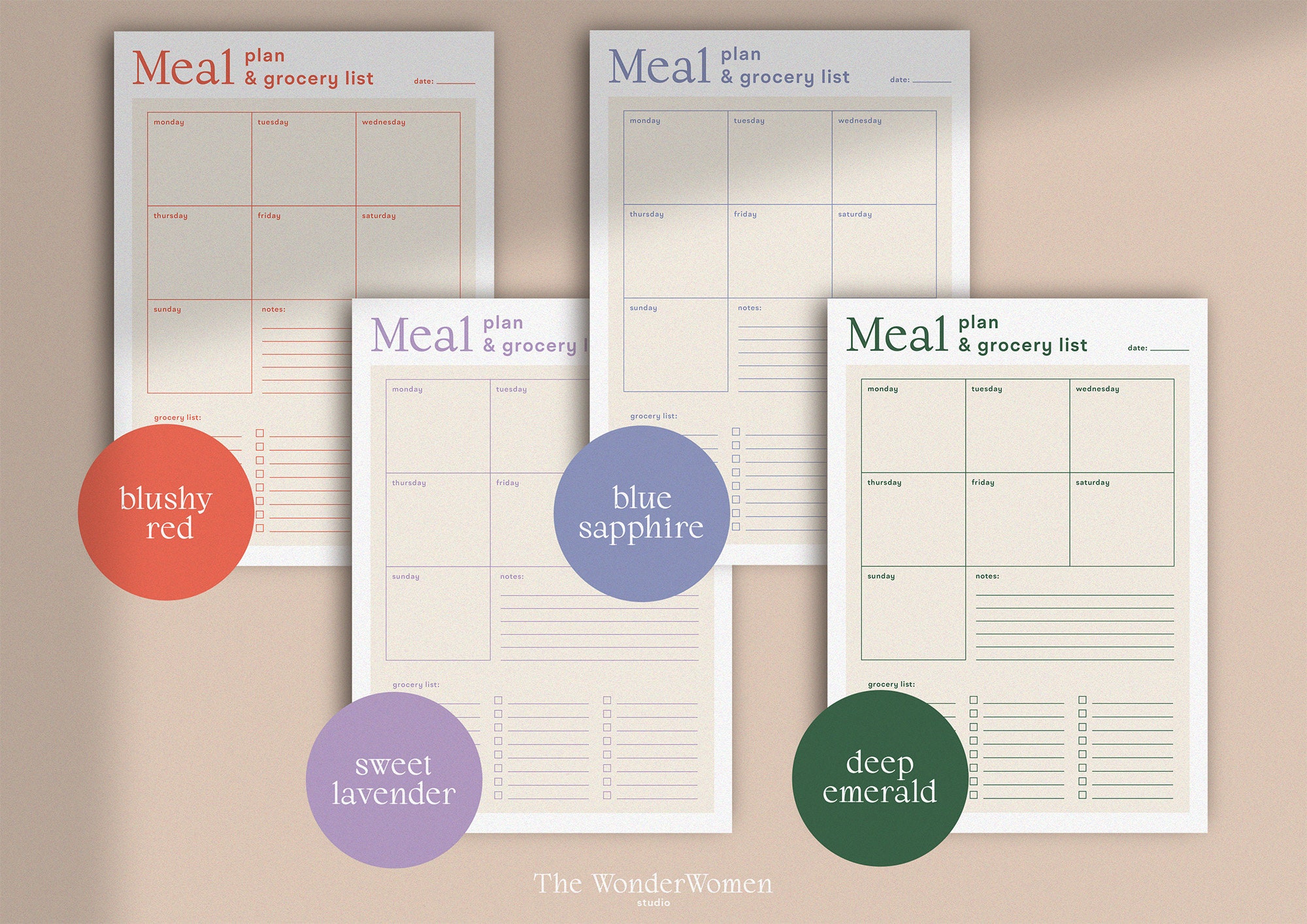 Printable or Digitally Fillable Meal Plan and Grocery List - Etsy