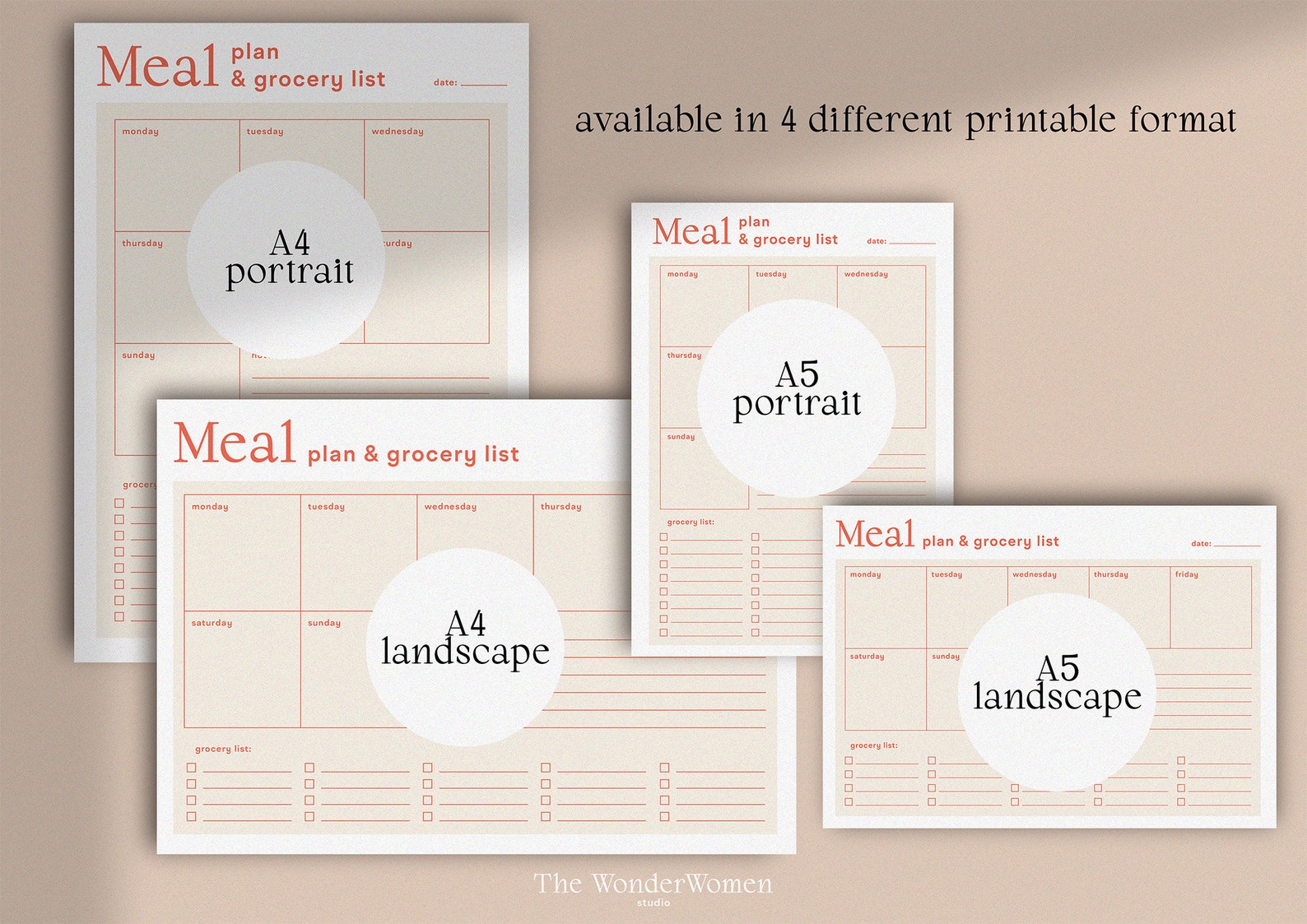 Printable or Digitally Fillable Meal Plan and Grocery List - Etsy