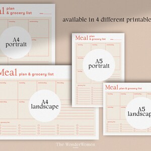 Printable or Digitally Fillable Meal Plan and Grocery List - Etsy