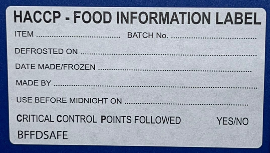HACCP -food Information Label. - Etsy