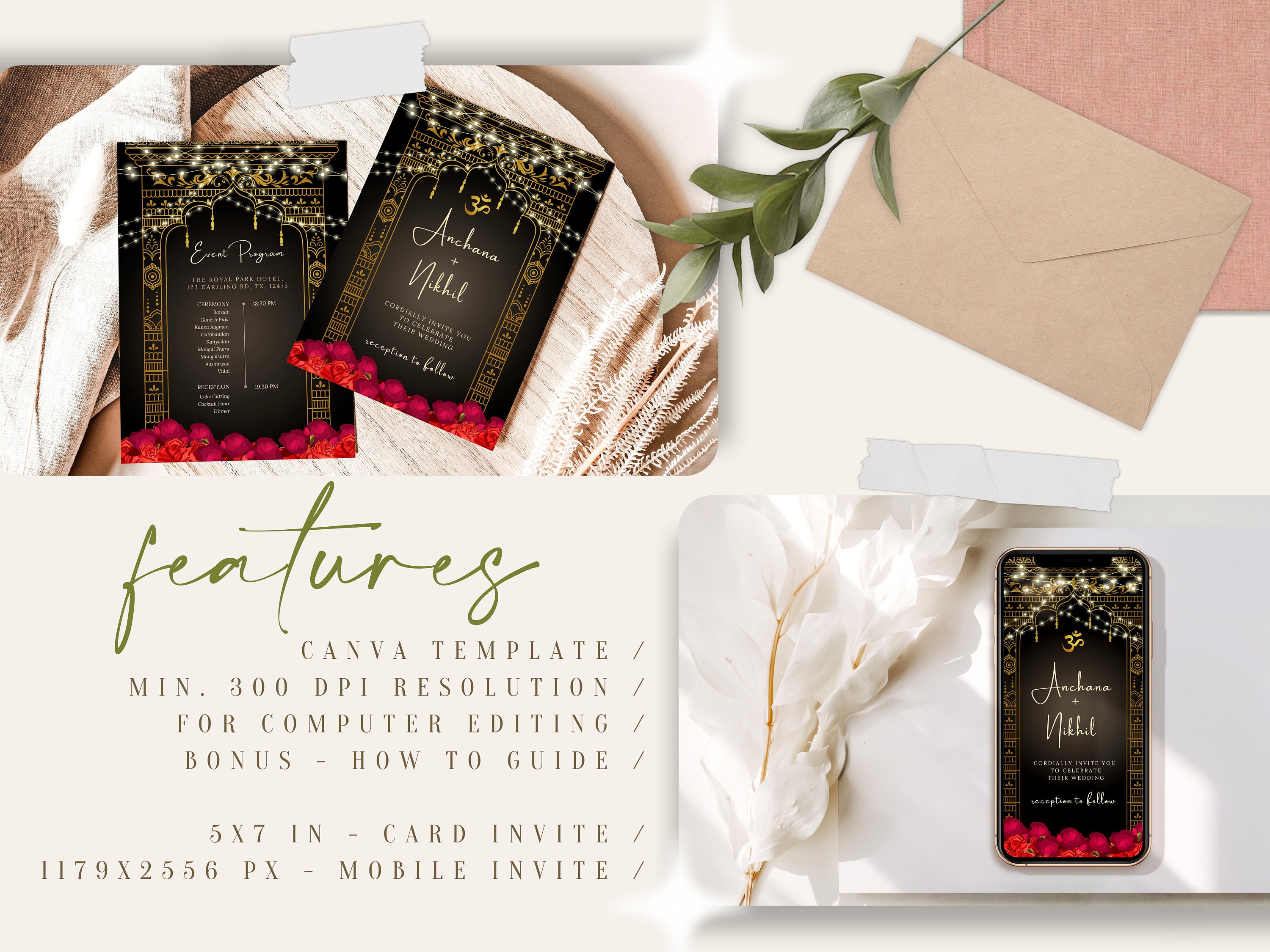 Indian Wedding Invitation Card Indian Digital Invitation Mobile Hindu ...