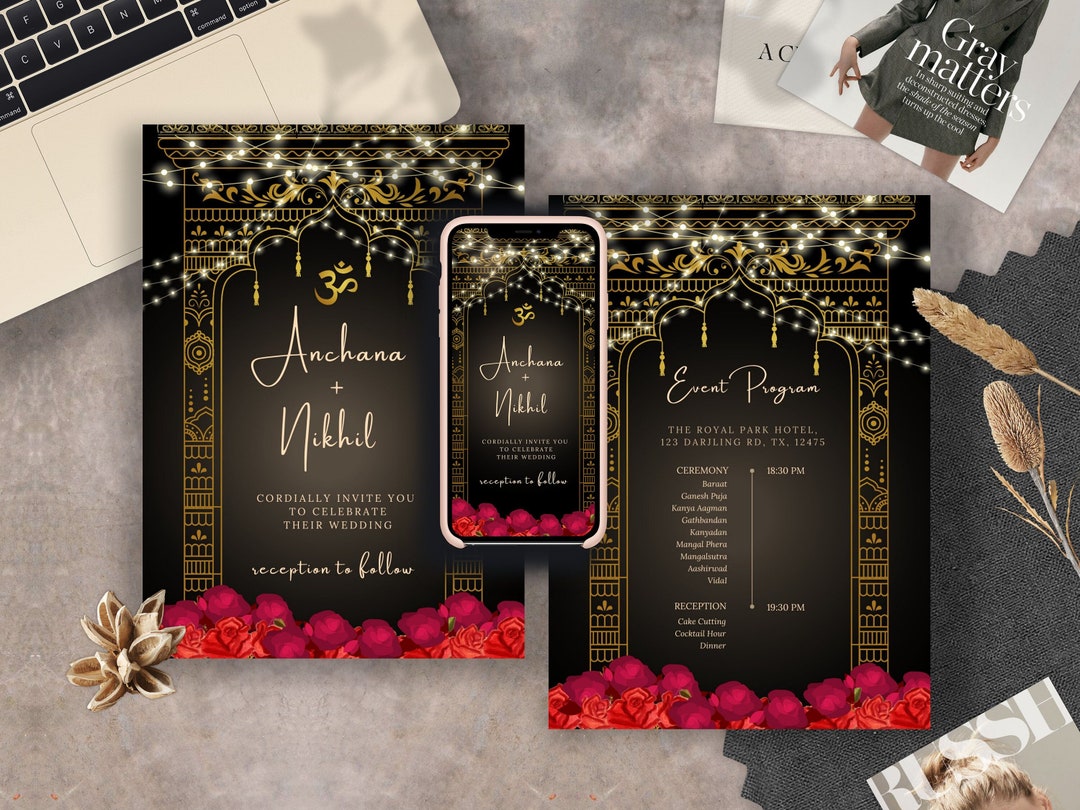 Indian Wedding Invitation Card Indian Digital Invitation Mobile Hindu ...