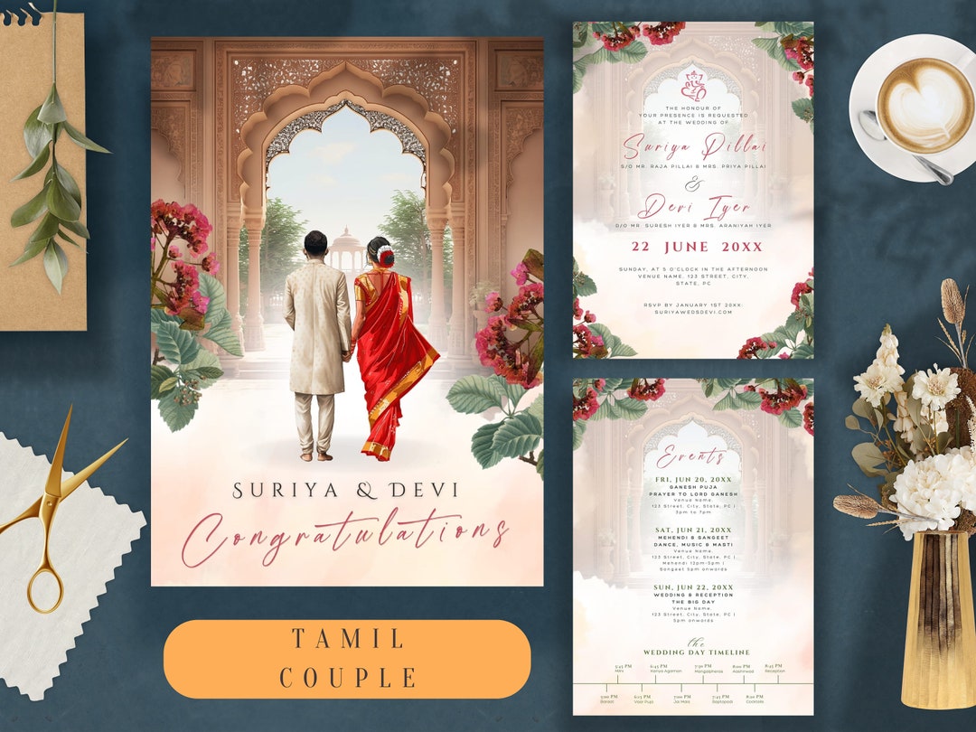 Traditional Indian Wedding Invitation Illustration Indian Mughal ...