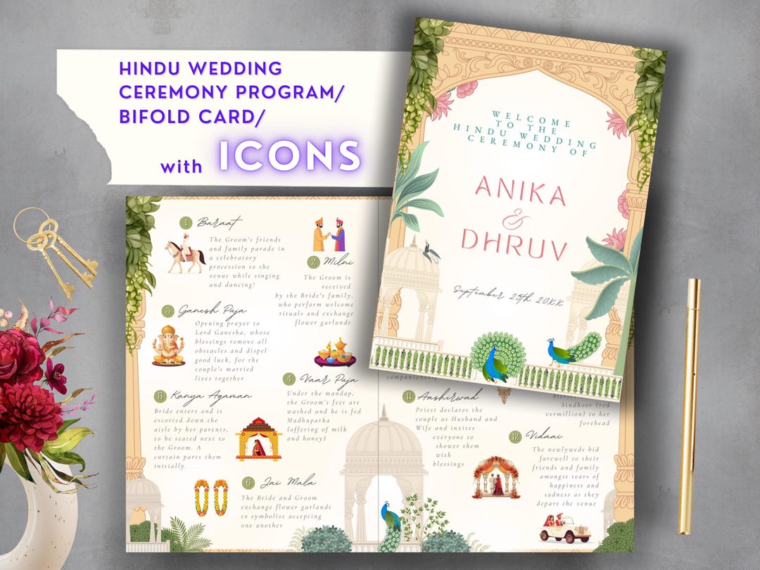 Hindu Wedding Program Guide Ceremony Indian Wedding Program Shaadi ...