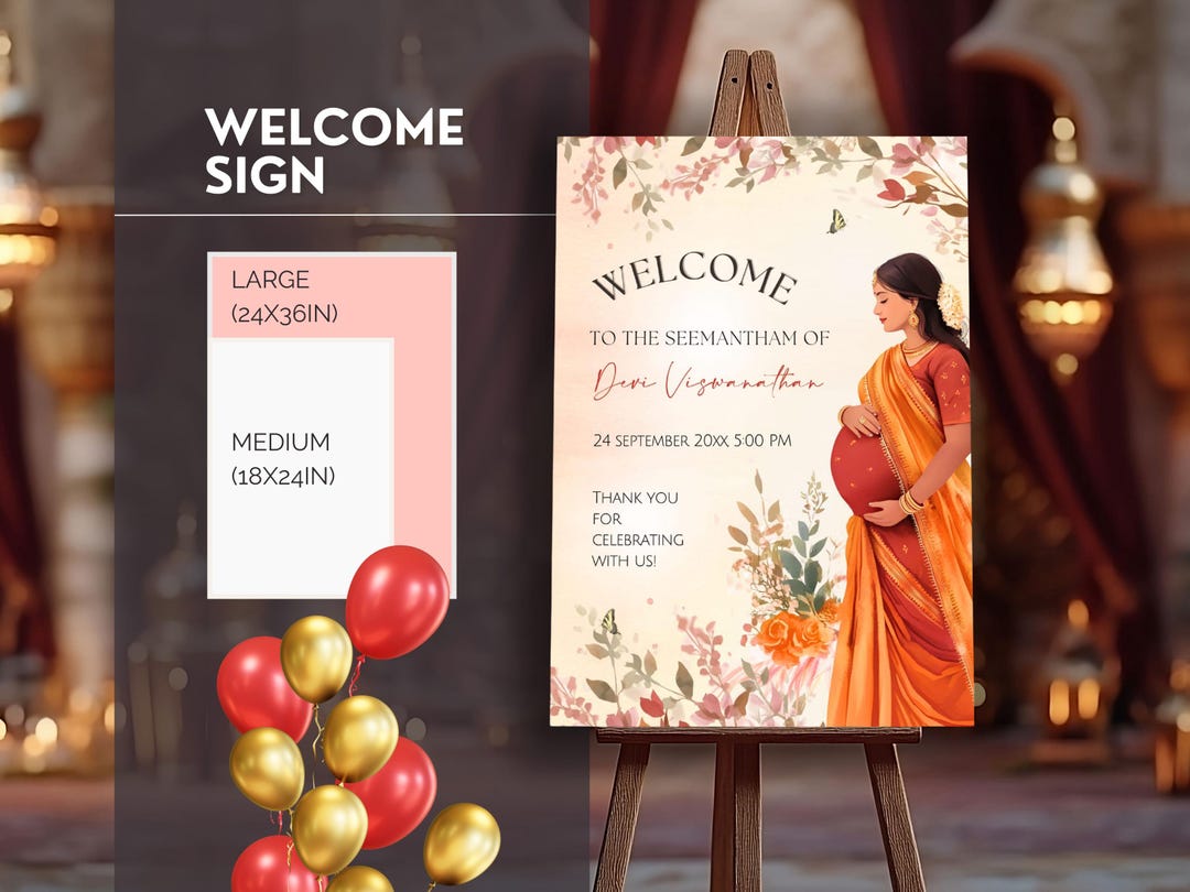 Pregnancy Ceremony Welcome Sign Seemantham Ceremony Welcome Sign Indian ...