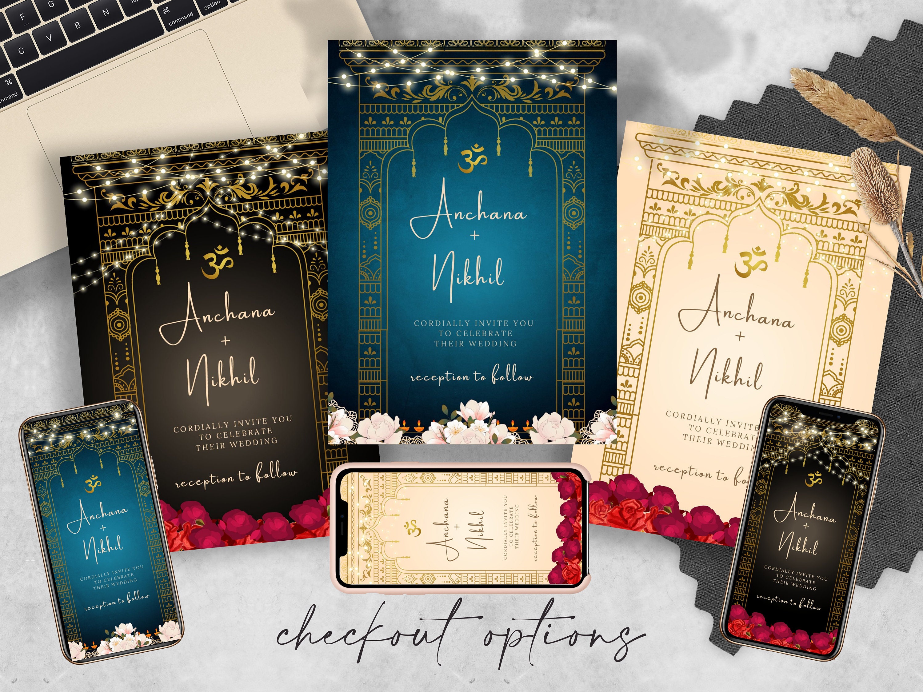 Indian Wedding Invitation Indian Digital Mobile Invitation Hindu Wedding Electronic DIY Digital ...