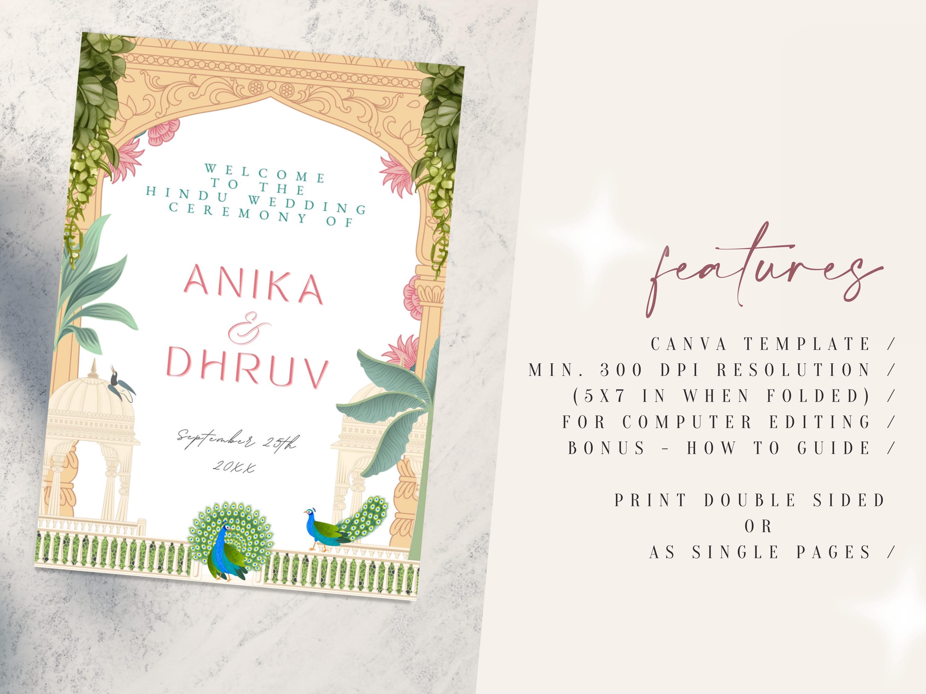 Hindu Wedding Program Guide Ceremony Indian Wedding Program Shaadi ...