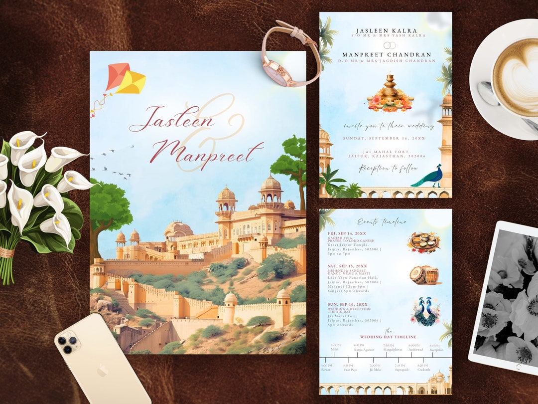 Traditional Indian Wedding Invitation Fort Indian Mughal Wedding ...