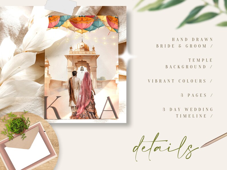 Indian Wedding Invitation Illustration Hindu Digital Invitation Hindu ...