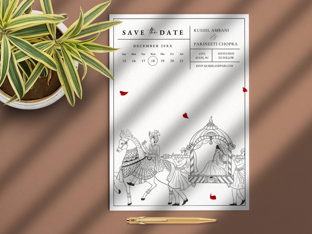 Indian Save the Date Hindu Wedding Save the Date Invitation Indian ...