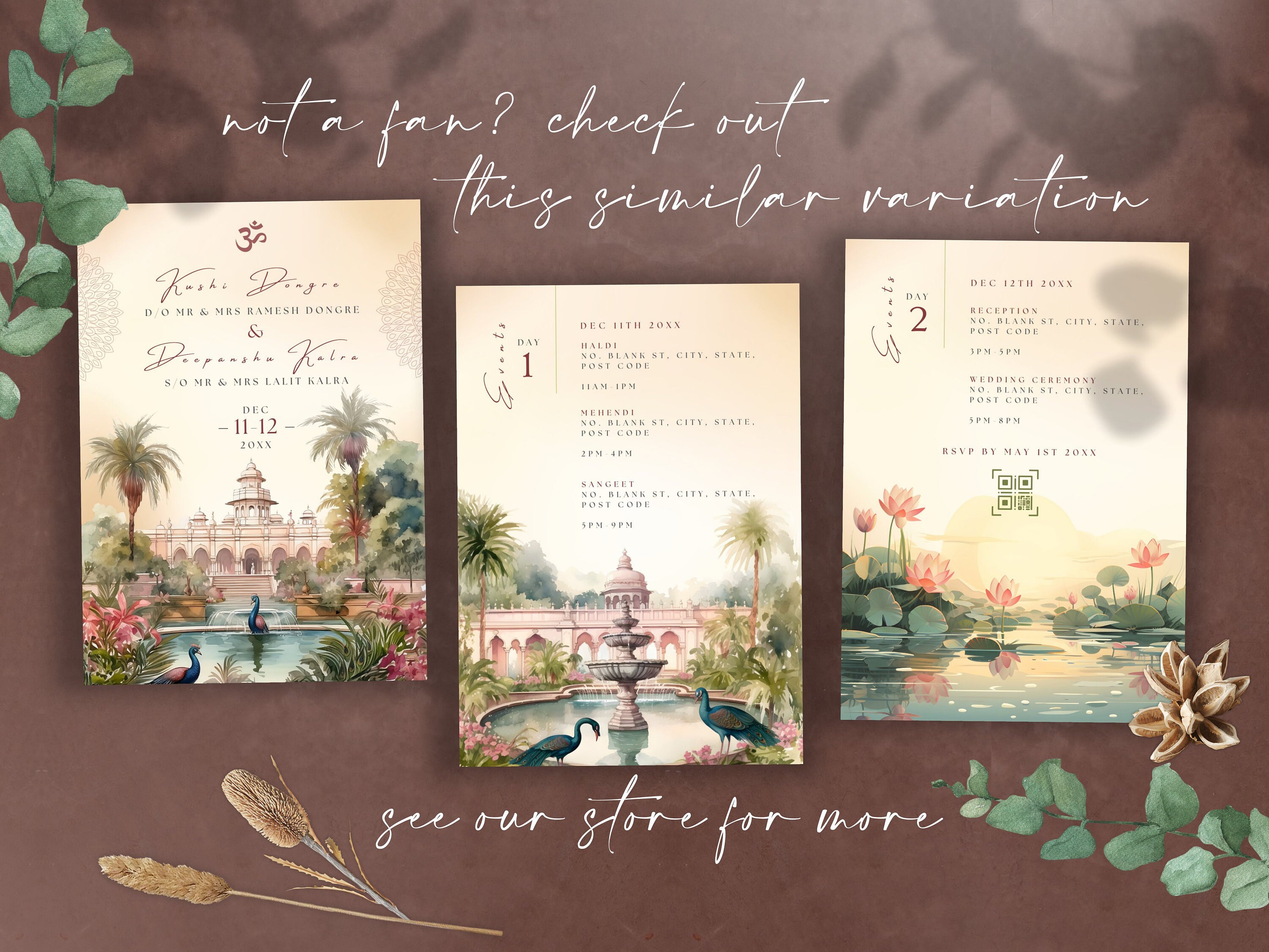 Traditional Indian Wedding Invitation Illustration Indian Mughal ...