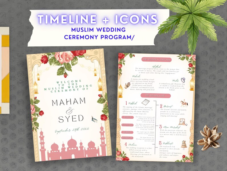 Muslim Wedding Program Guide Ceremony Islamic Wedding Program Muslim ...