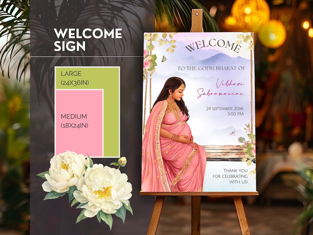 Pregnancy Ceremony Welcome Sign Godh Bharat Ceremony Indian Welcome ...