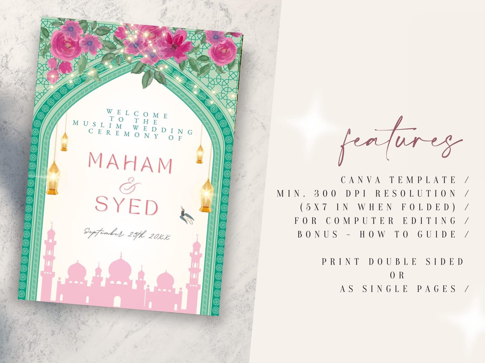 Muslim Wedding Program Guide Ceremony Islamic Wedding Program Muslim ...