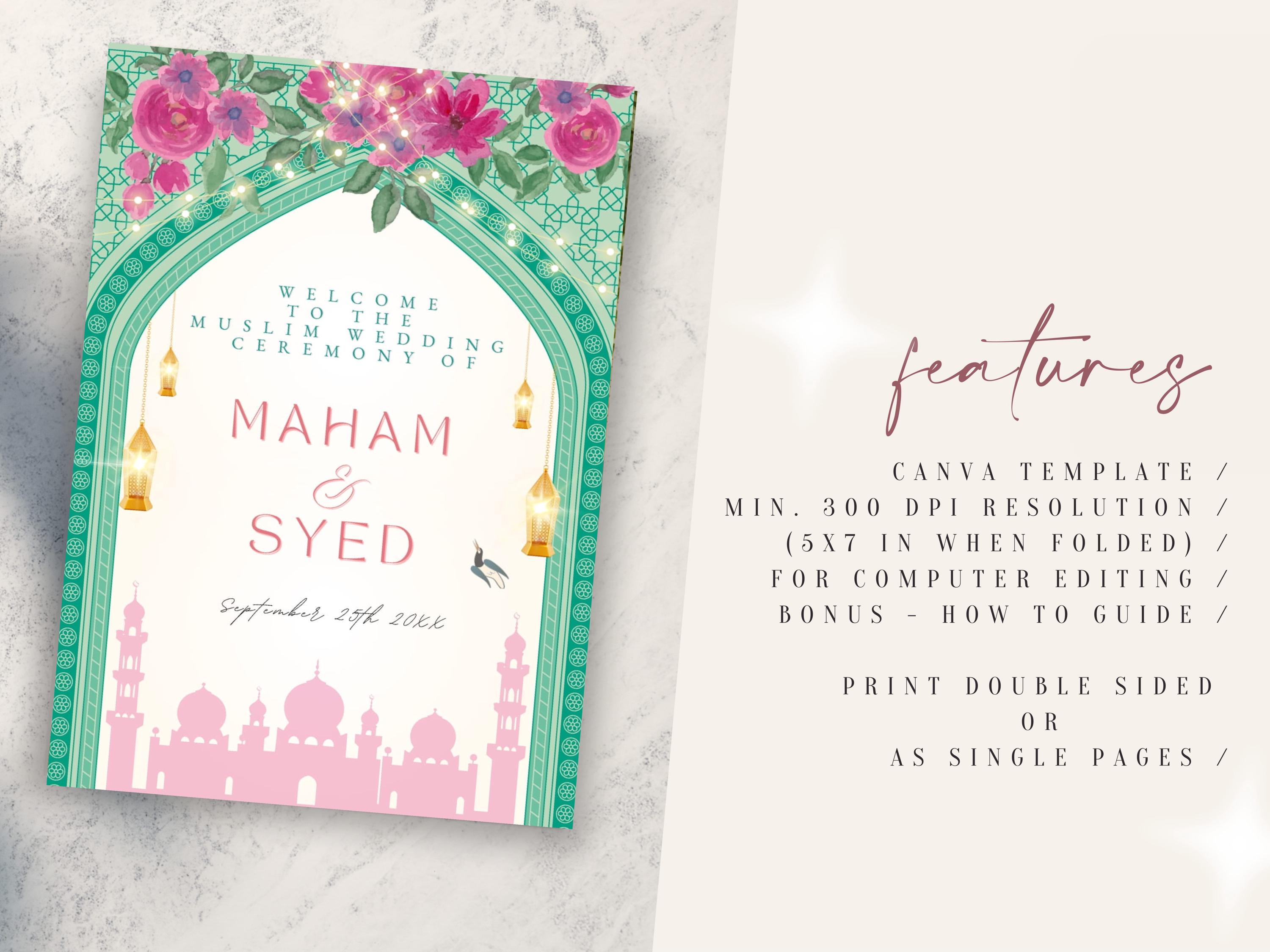 Muslim Wedding Program Guide Ceremony Islamic Wedding Program Muslim ...