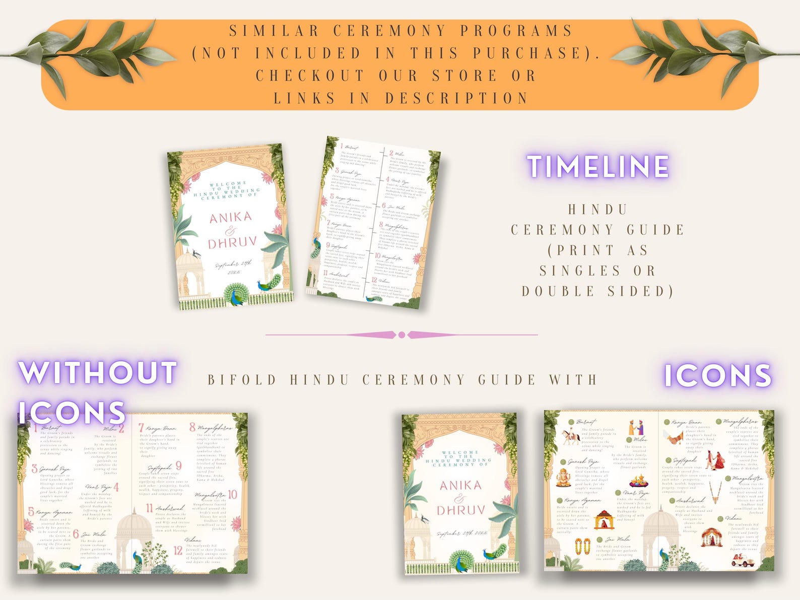 Hindu Wedding Program Guide Ceremony Indian Wedding Program Shaadi ...