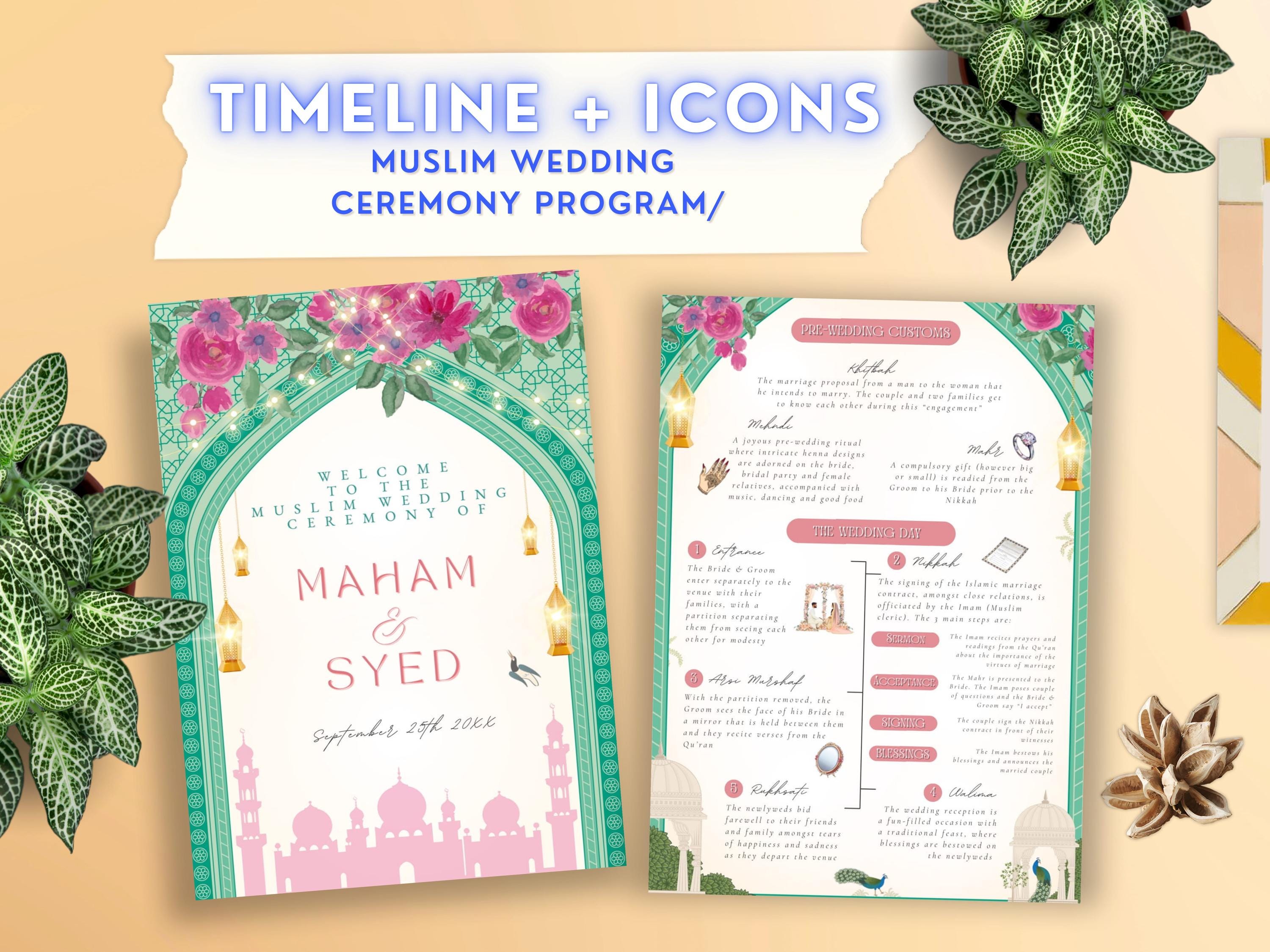 Muslim Wedding Program Guide Ceremony Islamic Wedding Program Muslim ...