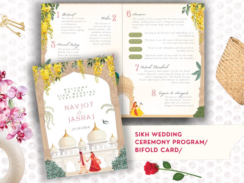 Sikh Wedding Program Guide Ceremony Indian Wedding Program Punjabi ...