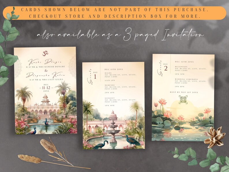 Traditional Indian Wedding Invitation Illustration Indian Mughal ...