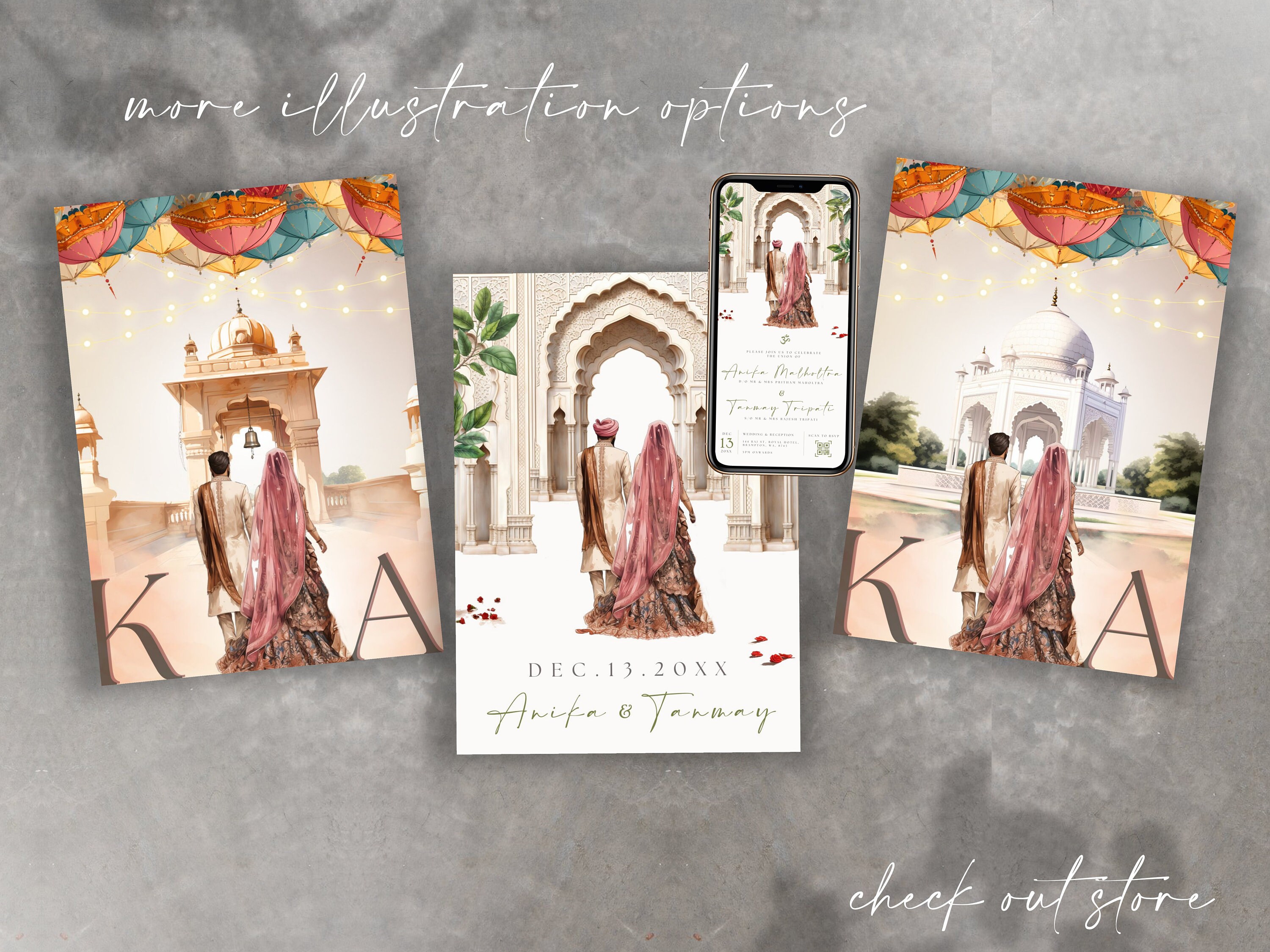 Indian Wedding Invitation Illustration Hindu Digital Invitation Hindu ...