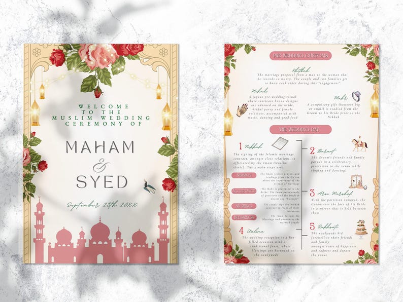 Muslim Wedding Program Guide Ceremony Islamic Wedding Program Muslim ...
