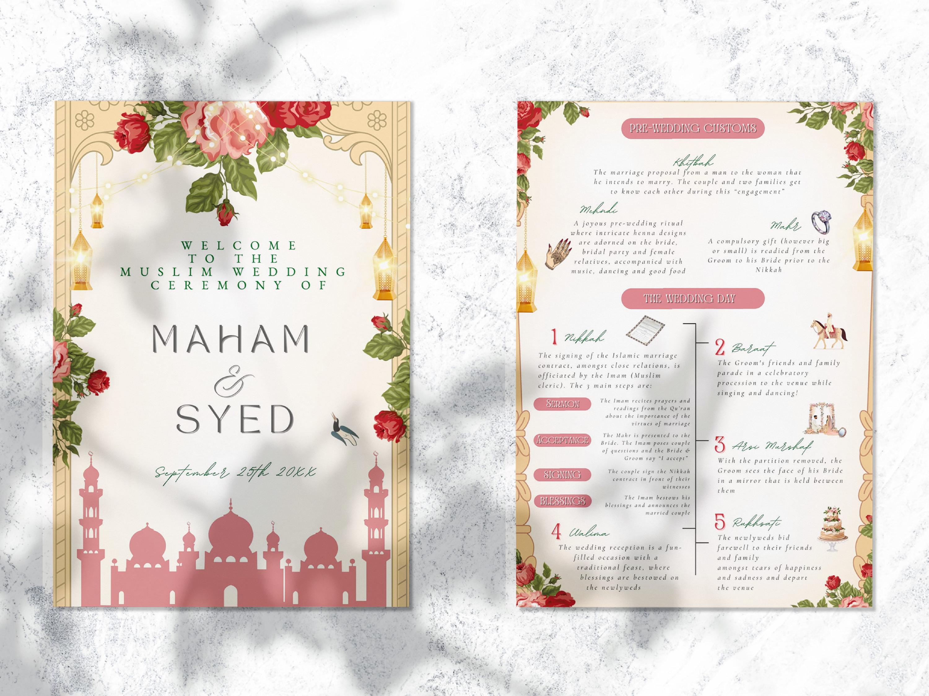 Muslim Wedding Program Guide Ceremony Islamic Wedding Program Muslim ...