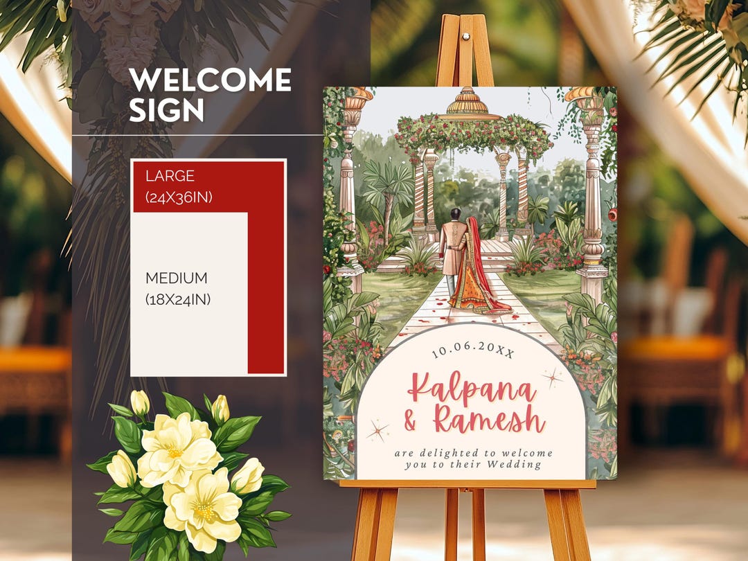 Hindu Welcome Sign Indian Wedding Welcome Sign Desi Wedding Indian ...