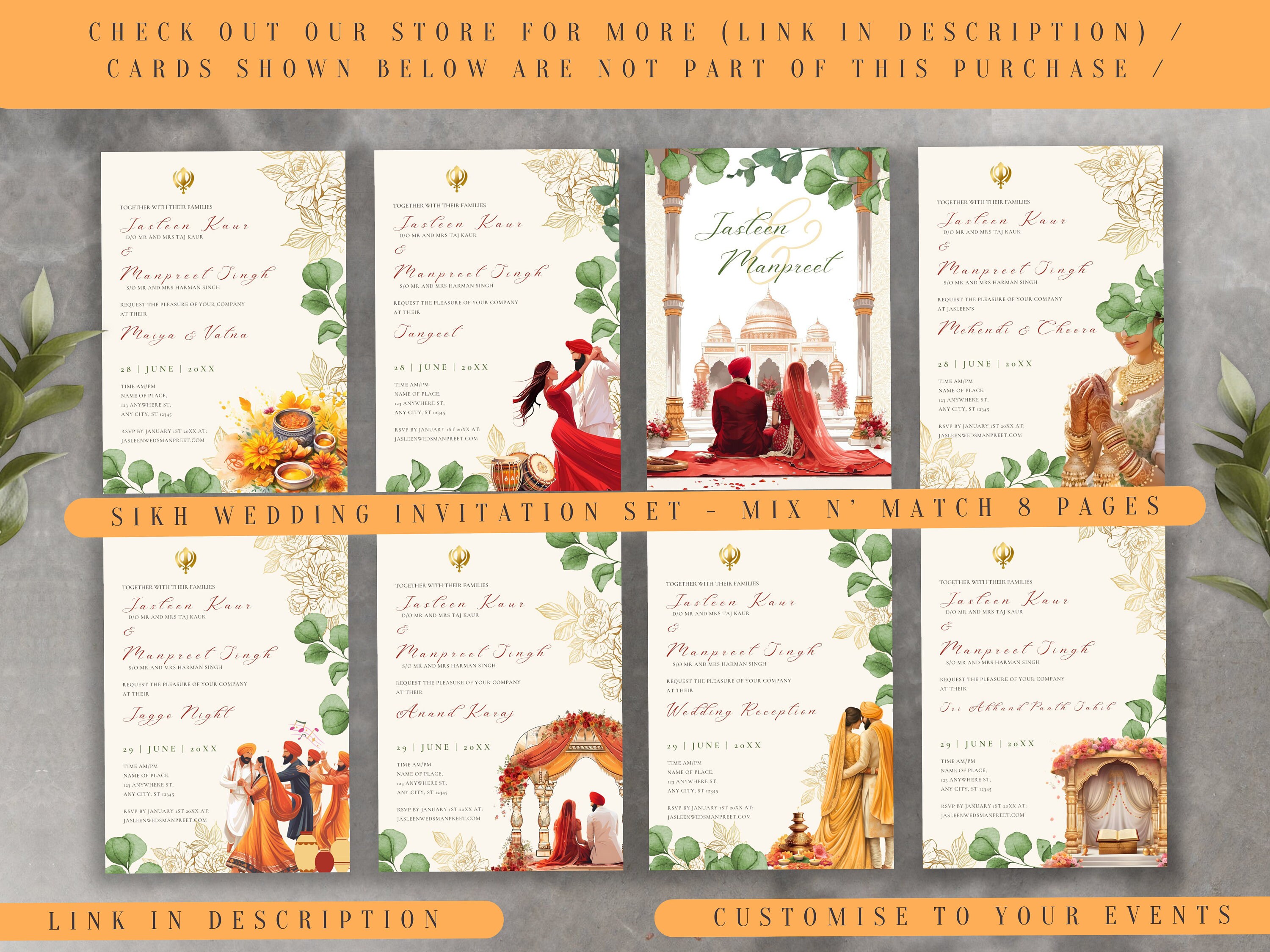 Anand Karaj Sikh Wedding Invitation Punjabi Card Sikh Indian - Etsy