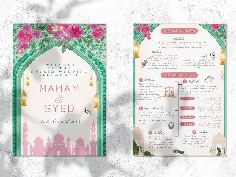 Muslim Wedding Program Guide Ceremony Islamic Wedding Program Muslim ...
