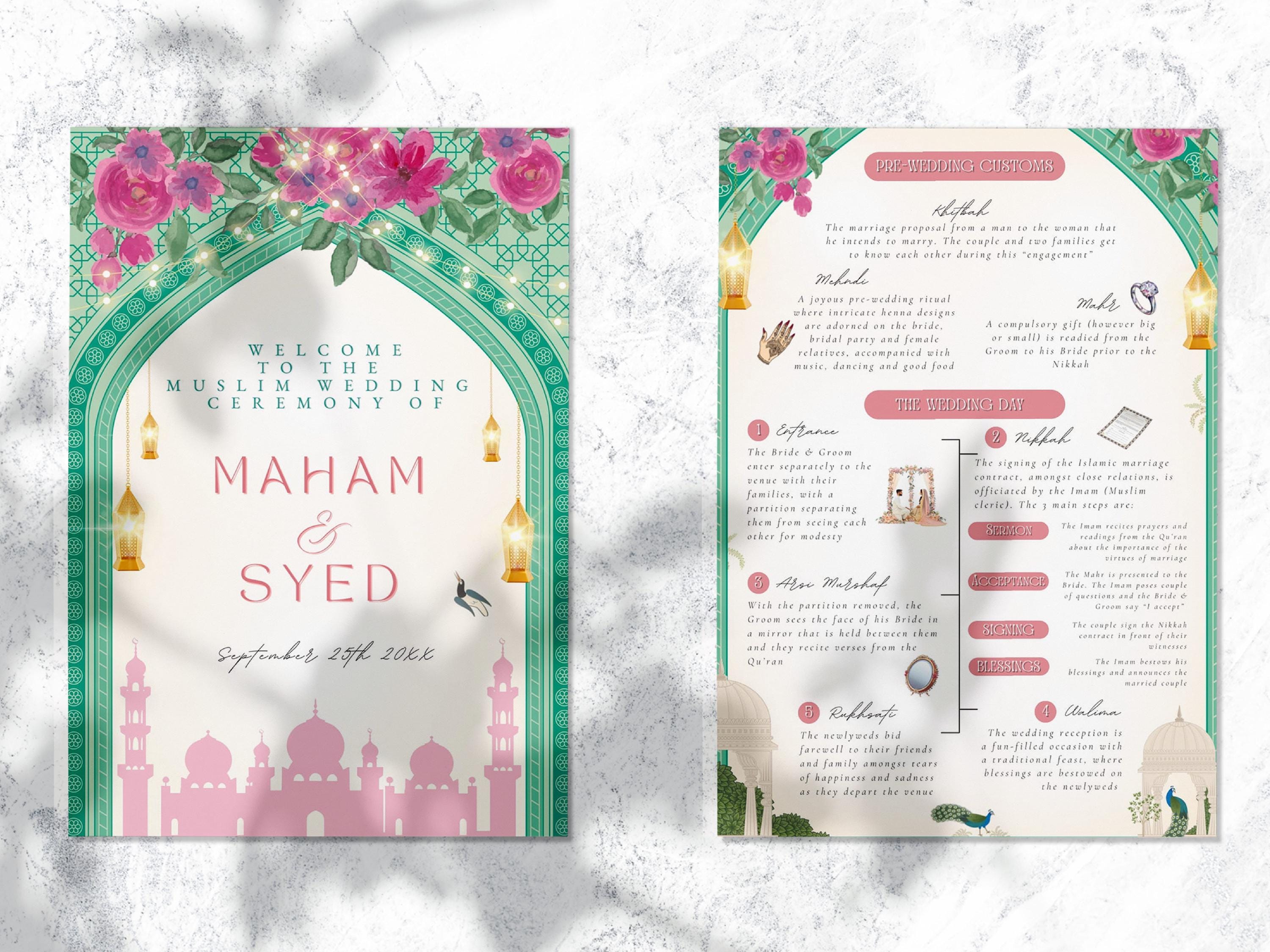 Muslim Wedding Program Guide Ceremony Islamic Wedding Program Muslim ...