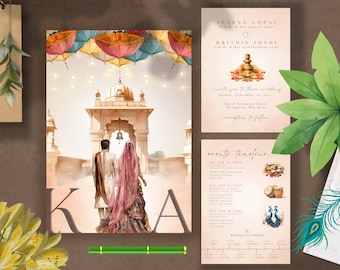 Indian Wedding Invitation Illustration Hindu Digital Invitation Hindu ...
