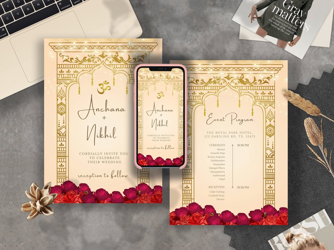 Indian Wedding Invitation Card Indian Digital Invitation Mobile Hindu ...
