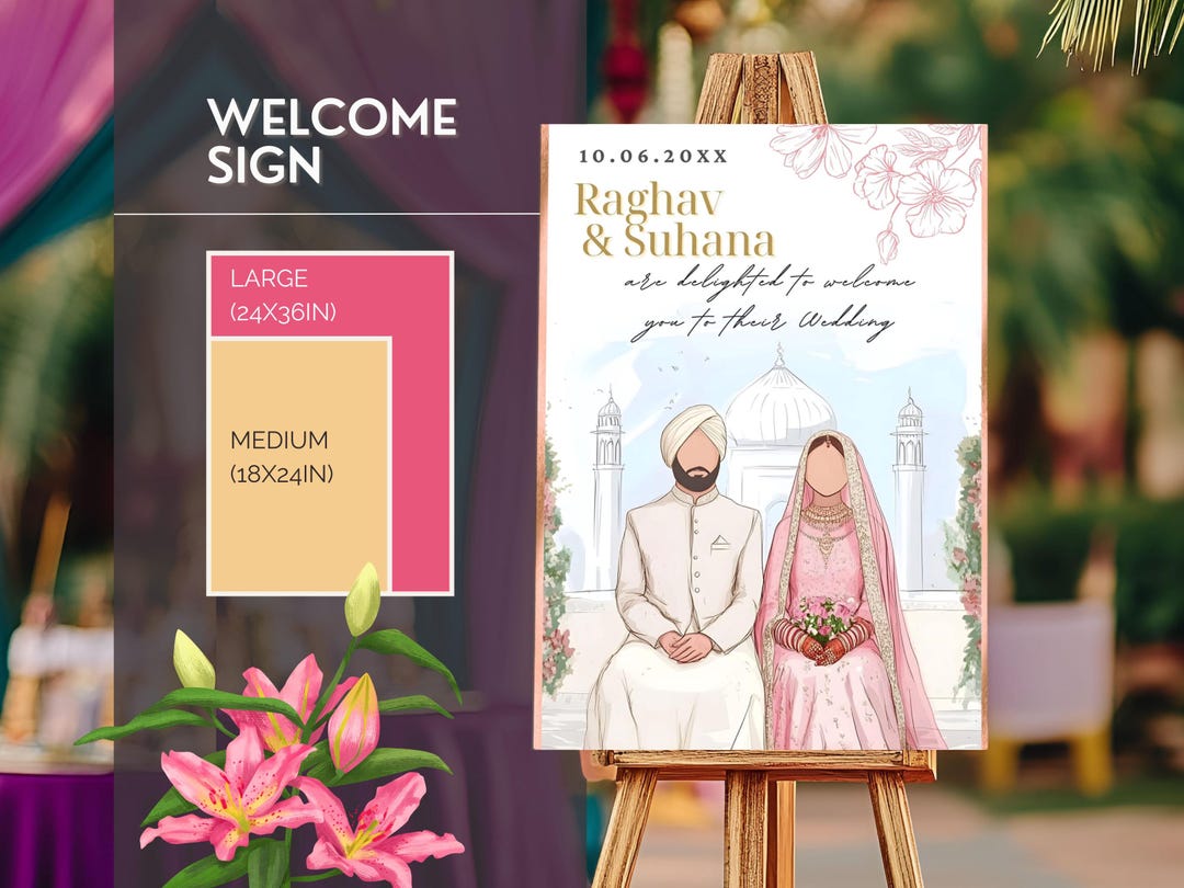 Sikh Welcome Sign Punjabi Indian Wedding Welcome Sign Islamic Wedding ...