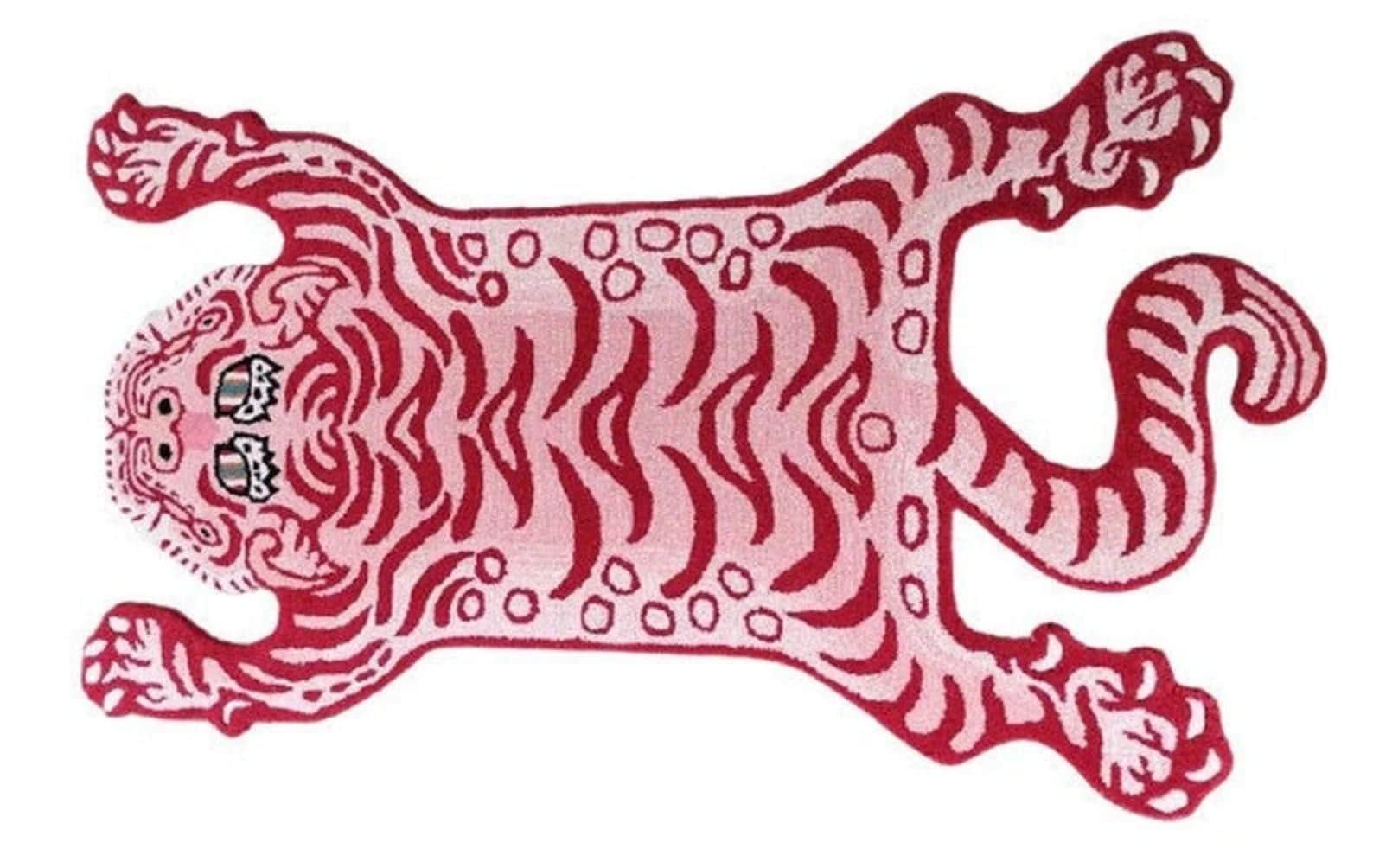 Hand-tufted Wool Tiger Rug: Red Pink Animal Carpet - Etsy