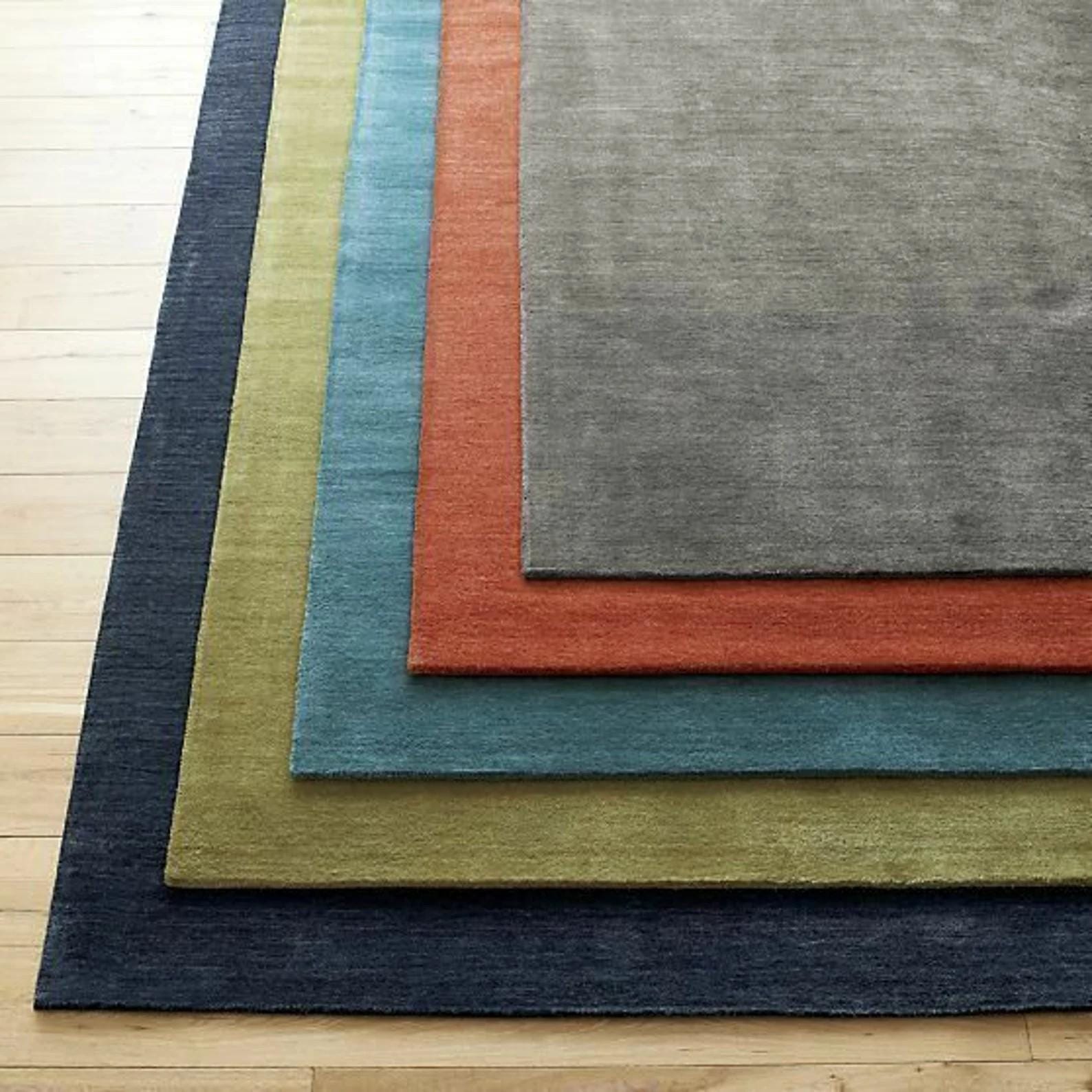 Crate & Barrel Baxter Plain Orange Handmade Modern Elegant Woolen Area ...