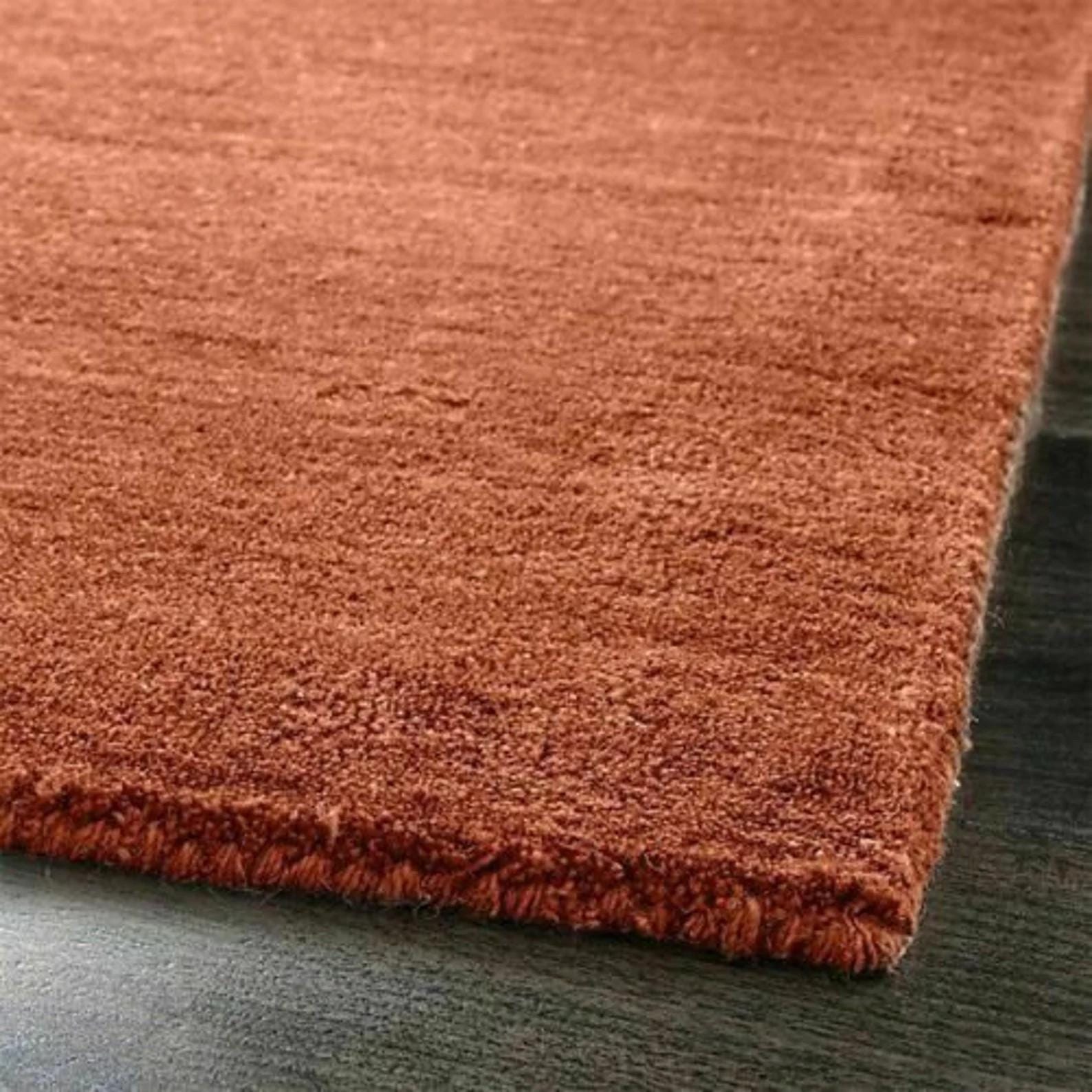 Crate & Barrel Baxter Plain Orange Handmade Modern Elegant Woolen Area ...