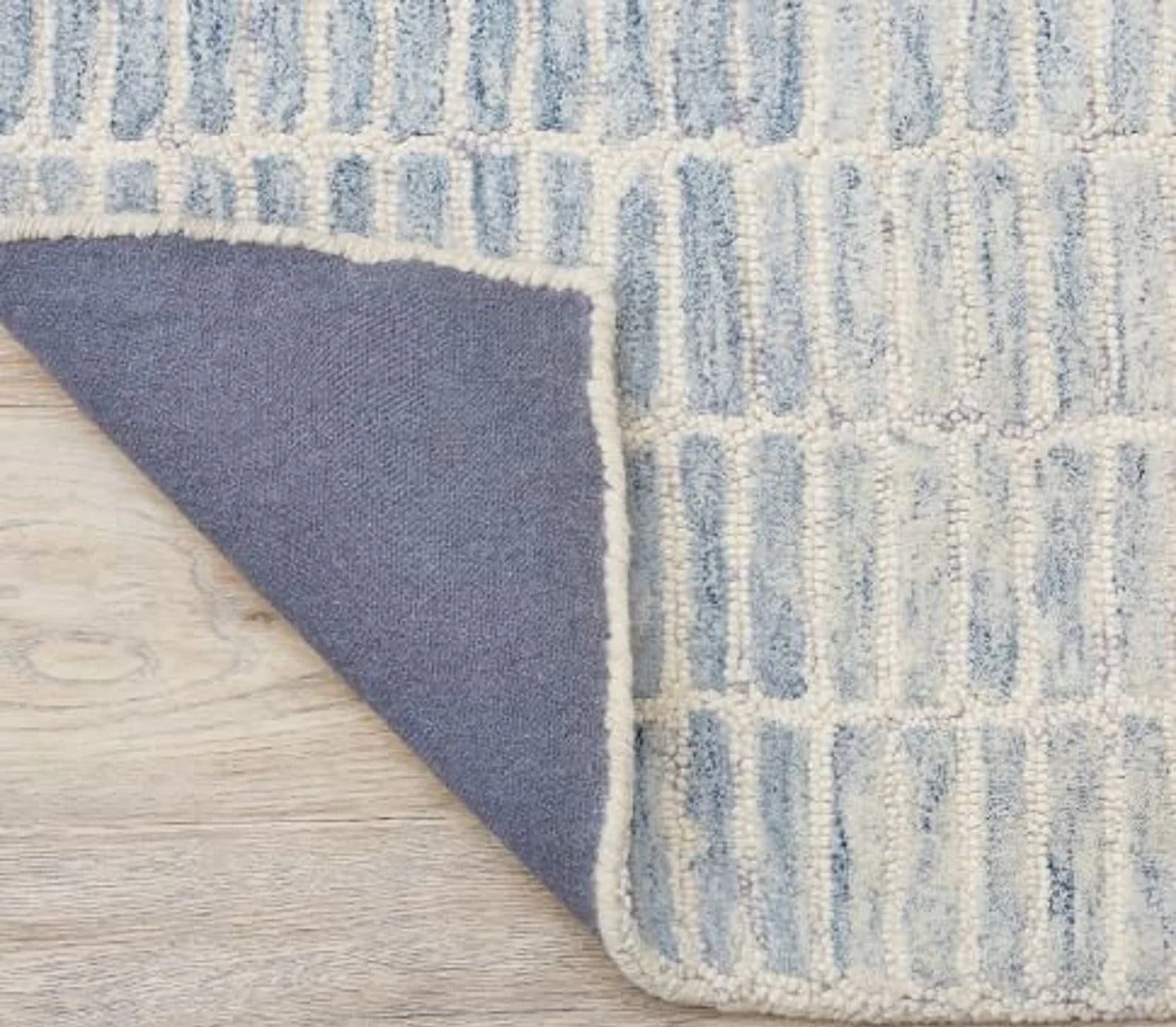 Brand New Hand Tufted Capitola Blue Self Bound Edges Rug Wool Area Rug ...