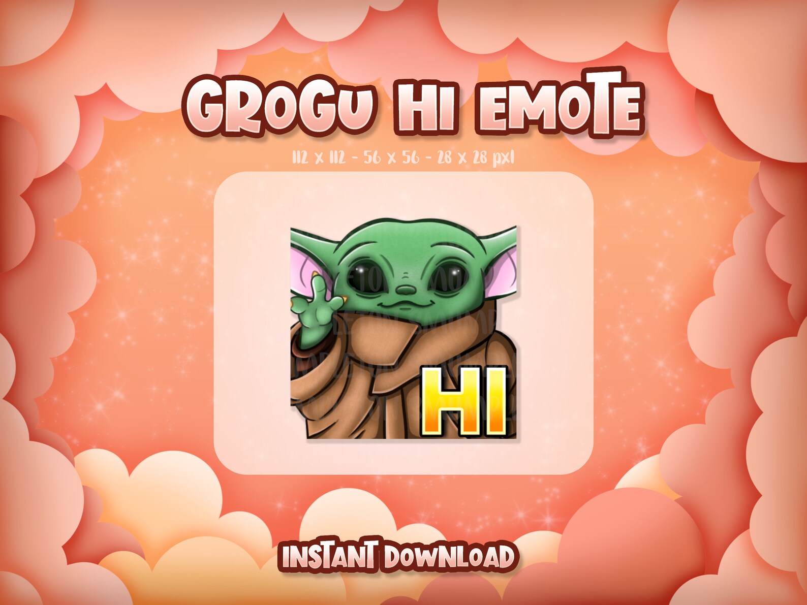 Baby Yoda grogu Hi Twitch Emote - Etsy