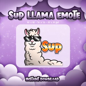 Sup Cool Llama Twitch Emote - Etsy